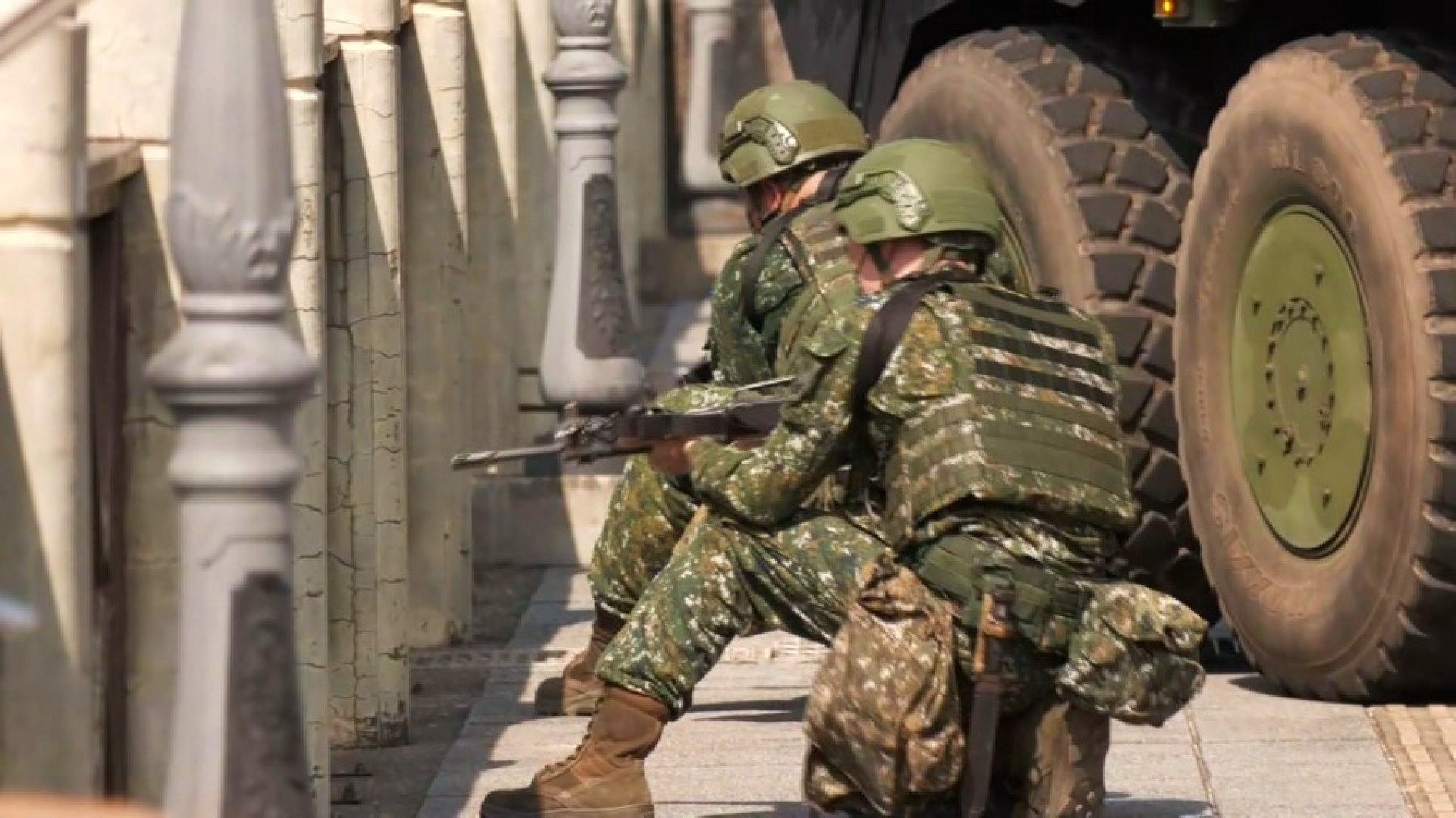 Military drills at night to prevent enemy to break through on second ...